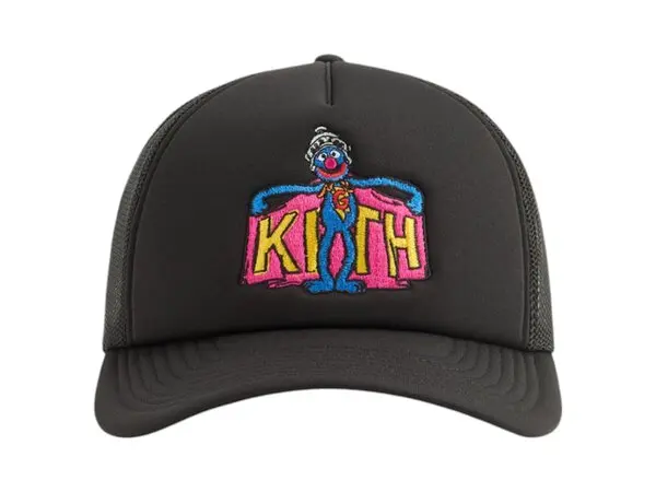 Kith X Sesame Street Super Grover Nolan Trucker Cap - Black