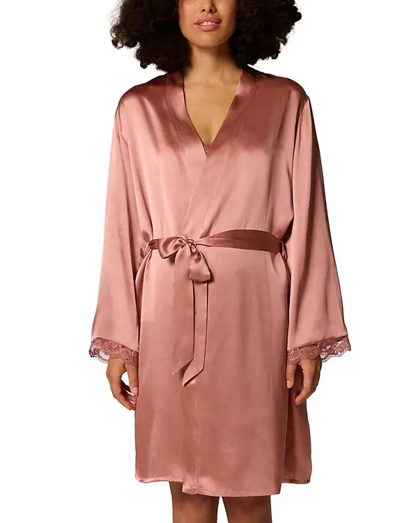 Simone Perele Love Me Silk Blend Kimono - Smoky Pink