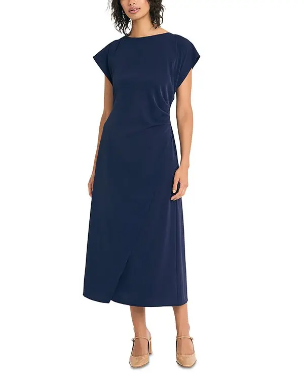 LUXELY Faux Wrap Midi Dress