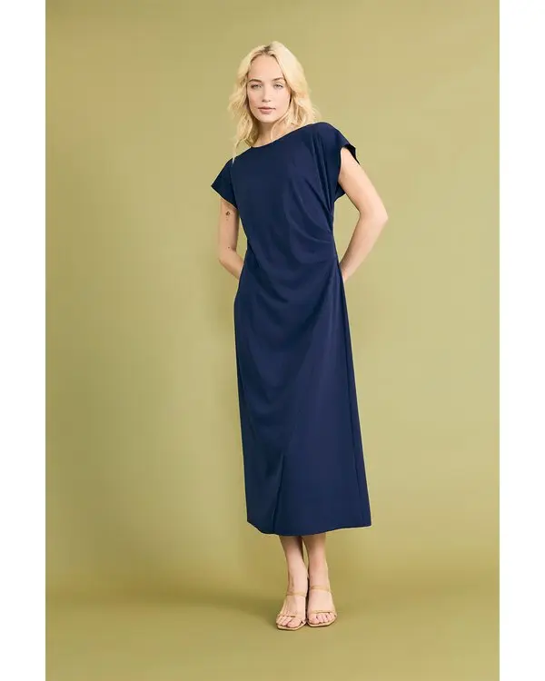 LUXELY Faux Wrap Midi Dress