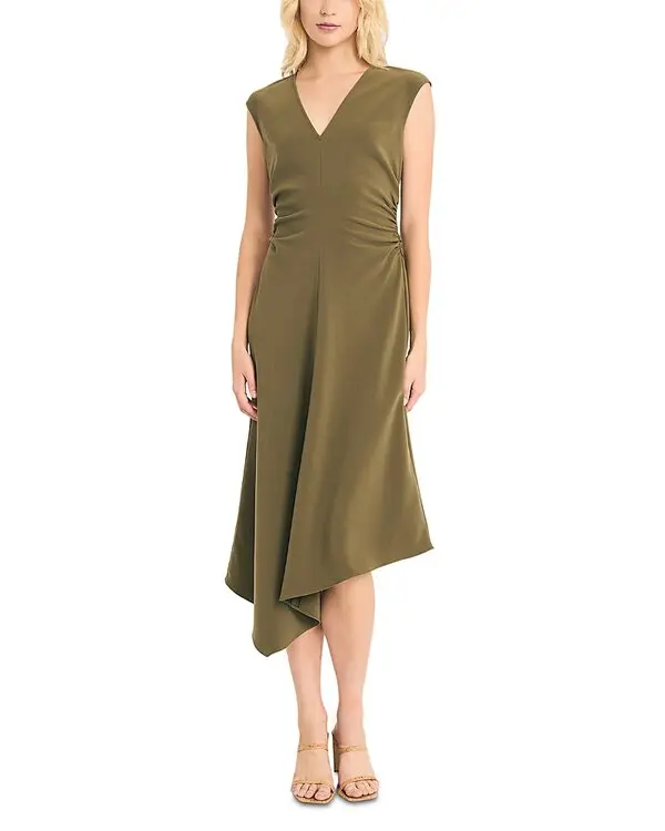 LUXELY Asymmetrical Midi Dress - Burnt Olive