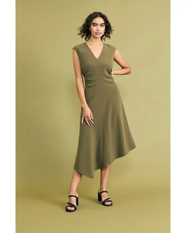 LUXELY Asymmetrical Midi Dress - Burnt Olive