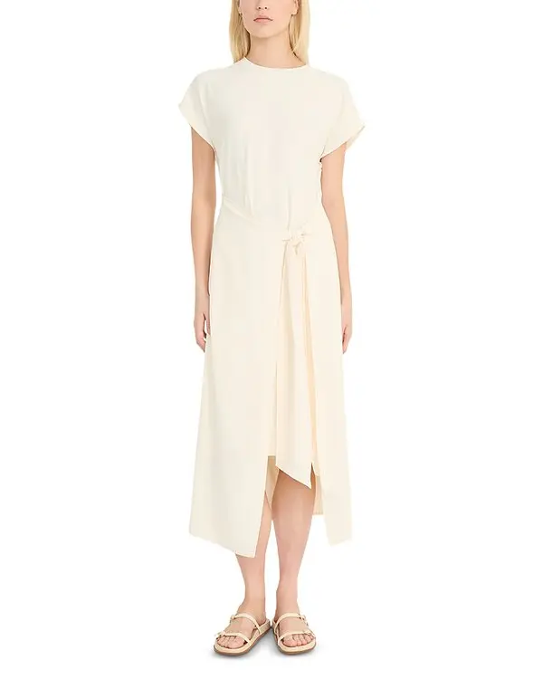 LUXELY Faux Wrap Dress - White Smoke