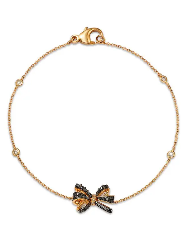Bloomingdale'S Diamond Bow Pendant Bracelet - Black/gold
