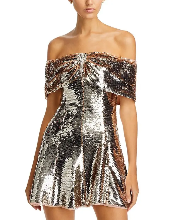 SELF-PORTRAIT Sequin Mini Dress - Gold