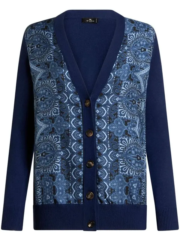 Etro Panelled Cardigan - Blue
