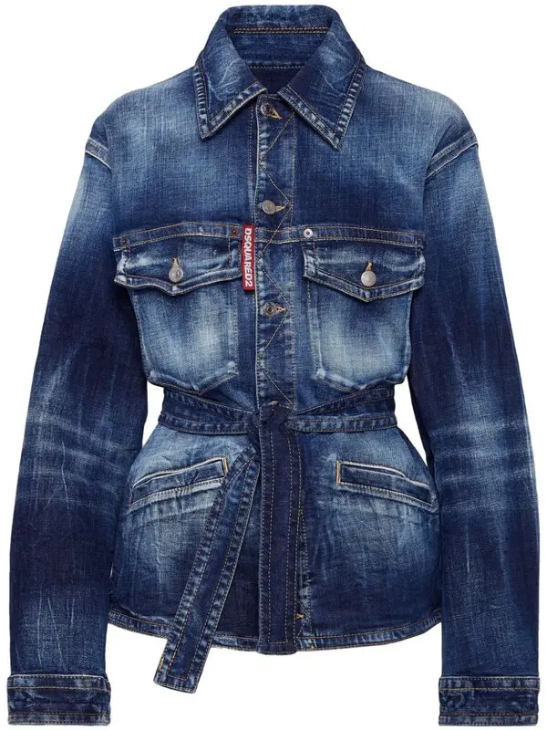 Dsquared2 Belted Denim Jacket - Blue