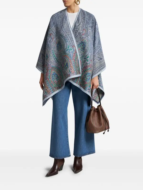 Etro Paisley Jacquard Cape - Green