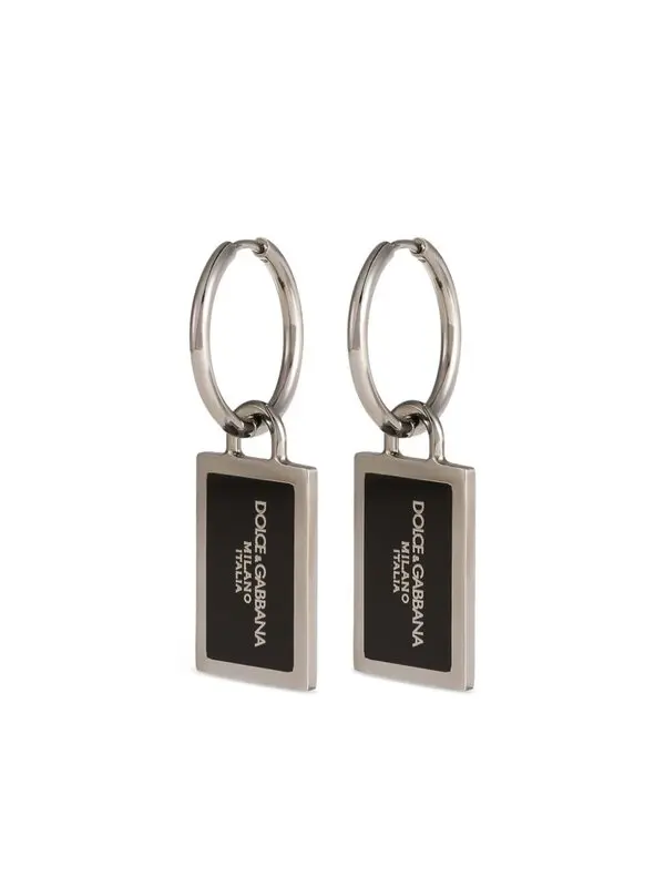 Dolce & Gabbana Logo-plaque Earrings - Silver