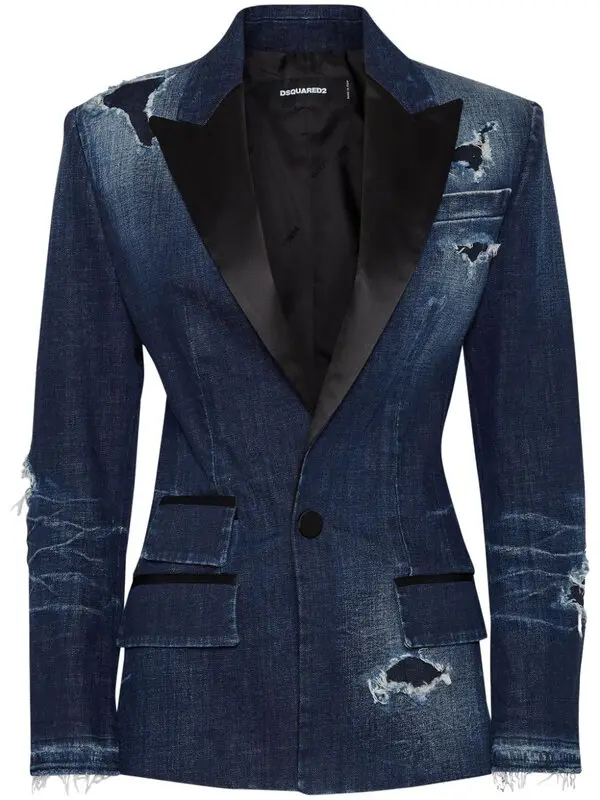 Dsquared2 Distressed Denim Blazer - Blue