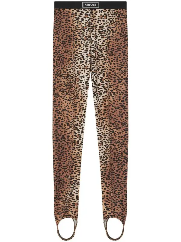 Versace Leopard-print Stirrup Leggings - Blue