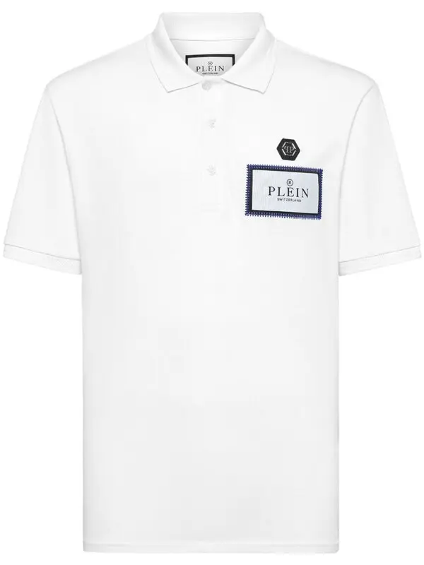 Philipp Plein Label Polo Shirt - White
