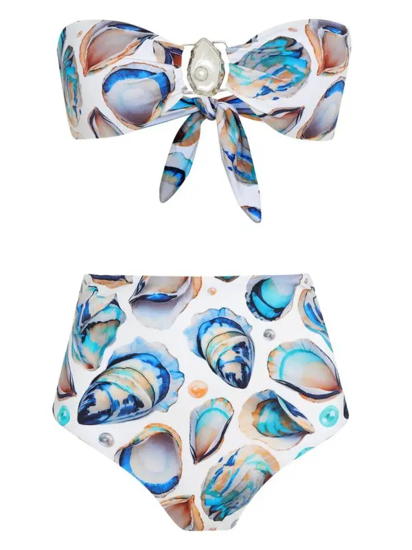 BRIGITTE Shell-print Bikini Set - White