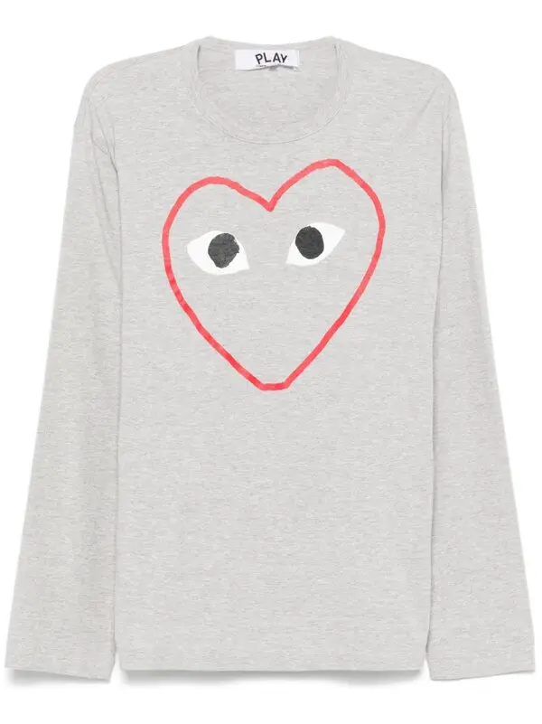 Play Comme Des Garcon Outline Heart-print T-shirt - Grey