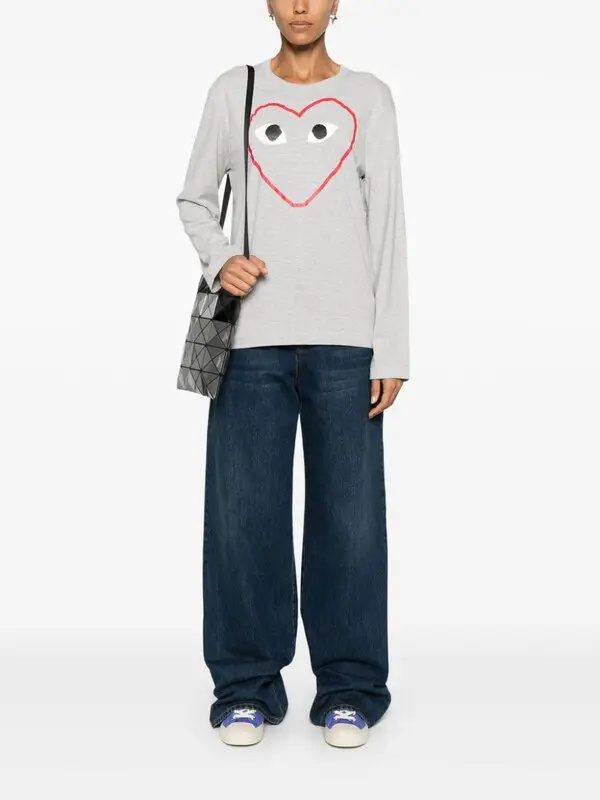 Play Comme Des Garcon Outline Heart-print T-shirt - Grey