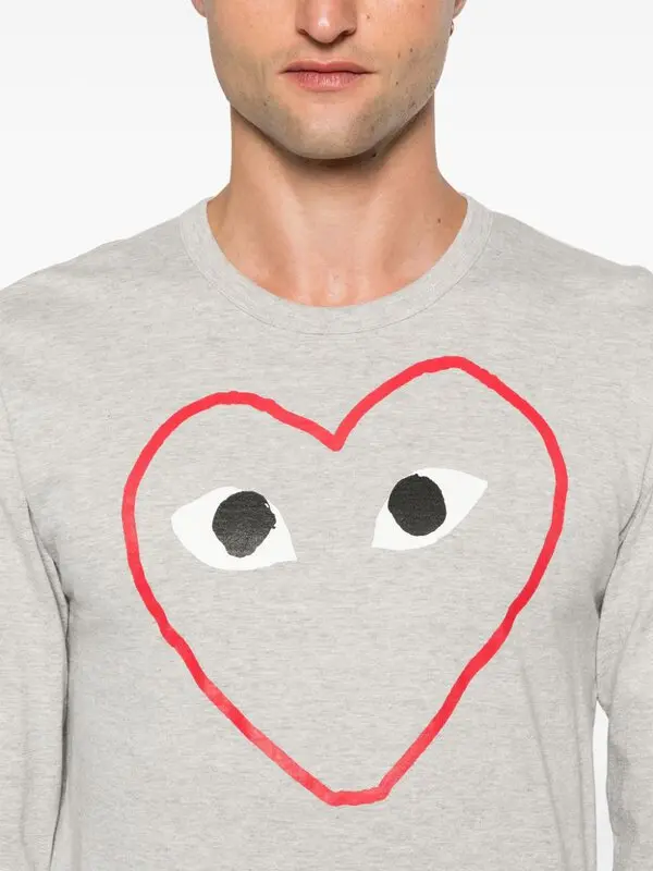 Play Comme Des Garcon Outline Heart-print T-shirt - Grey