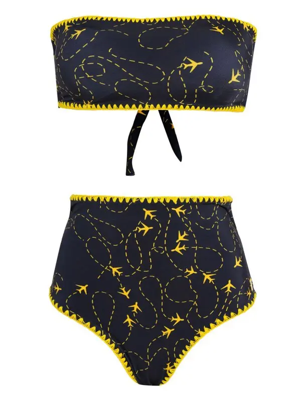 BRIGITTE Plane-print Two-piece Bikini Set