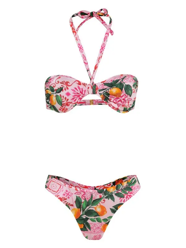 BRIGITTE Lemon-print Bikini Set - Pink