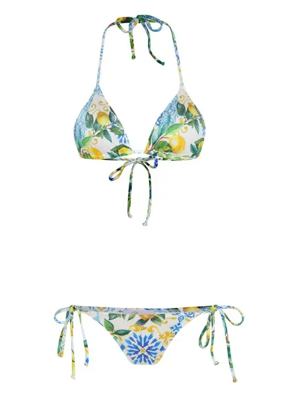 BRIGITTE Lemon-print Bikini Set - White