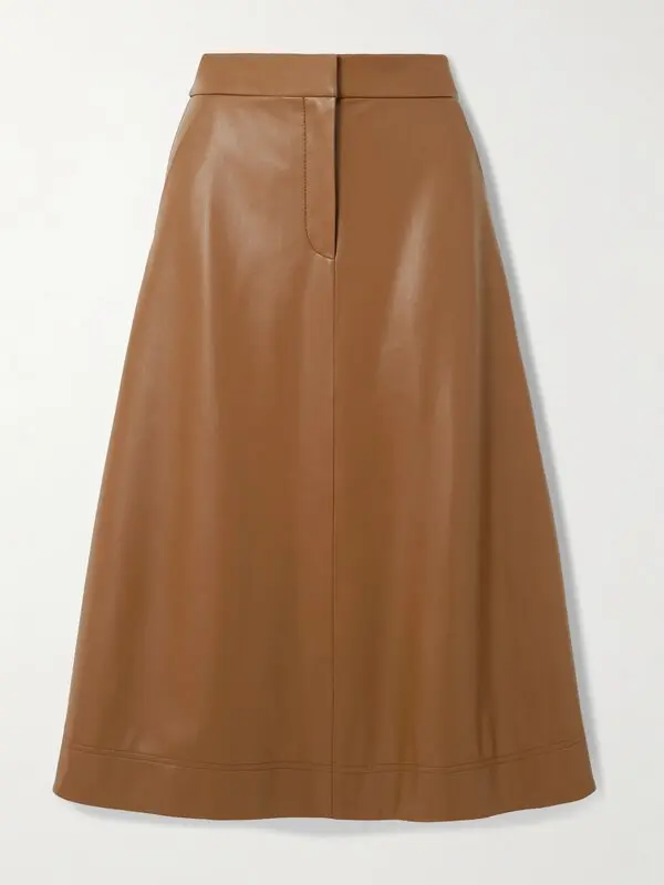 Veronica Beard Louise Faux Leather Midi Skirt