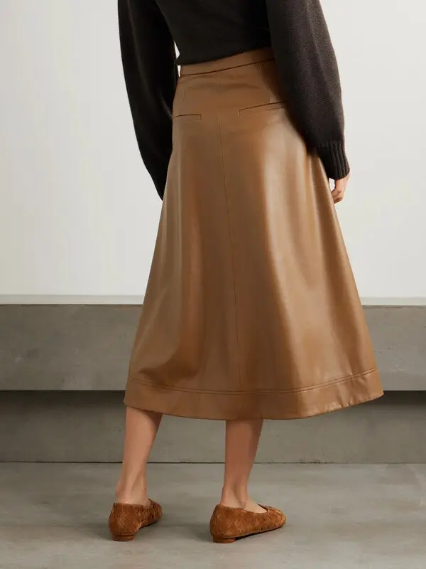 Veronica Beard Louise Faux Leather Midi Skirt