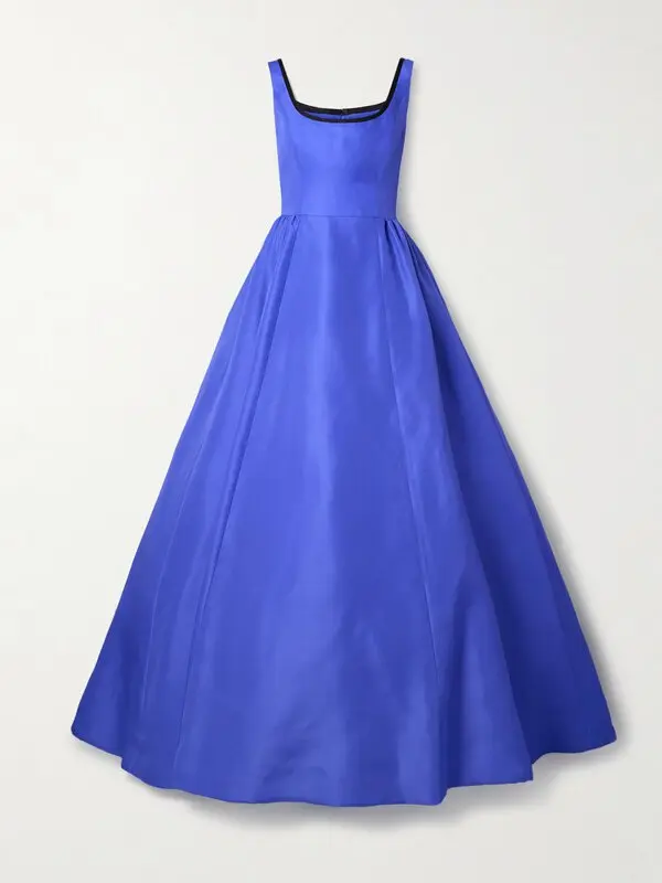 Carolina Herrera Pleated Silk-gazar Gown