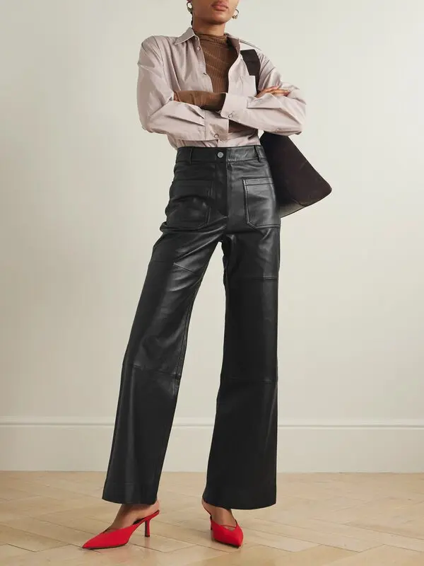 Victoria Beckham Alina Leather Flared Pants