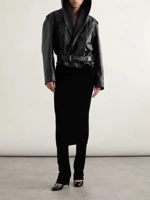 Alaïa Layered Stretch-velvet Straight-leg Pants