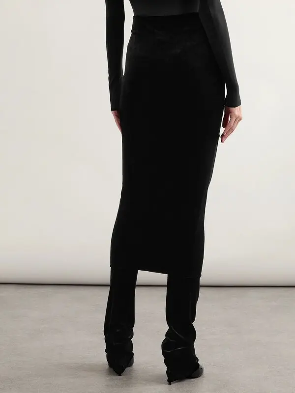 Alaïa Layered Stretch-velvet Straight-leg Pants