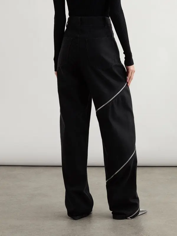 Alaïa Zip-embellished Wide-leg Jeans