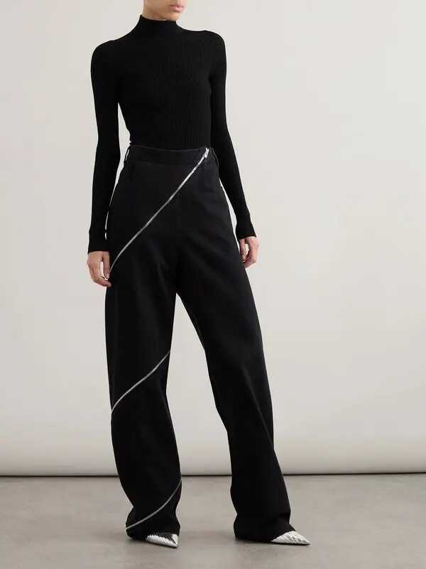 Alaïa Ribbed-knit Turtleneck Bodysuit - Black