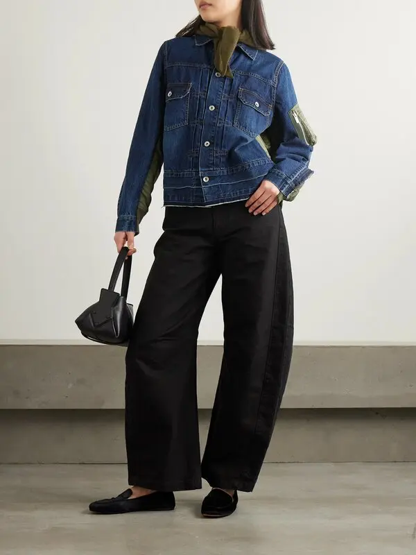 Sacai Paneled Denim And Shell Jacket