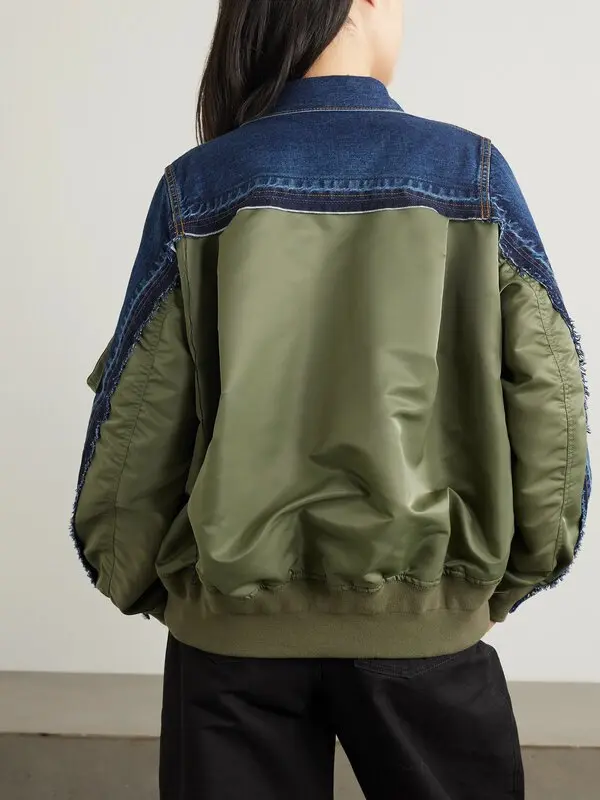Sacai Paneled Denim And Shell Jacket