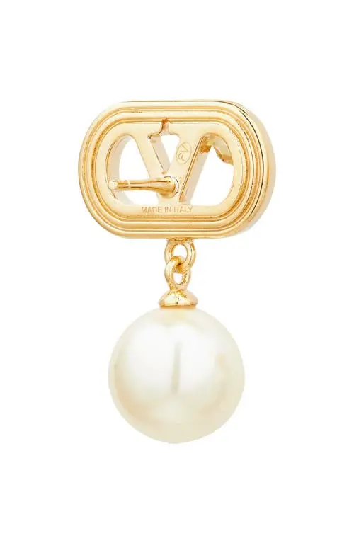 Valentino Garavani Vlogo Faux Pearl Drop Earrings - Oro/cream