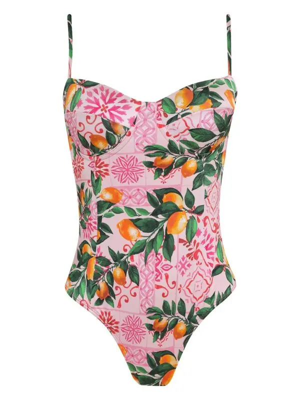 BRIGITTE Lemon-print Swimsuit - Pink