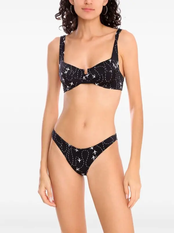 BRIGITTE Plane-print Bikini Set - Black