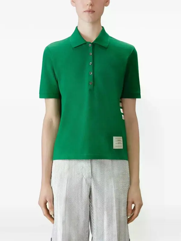 Thom Browne Striped Logo-patch Polo Shirt - Green
