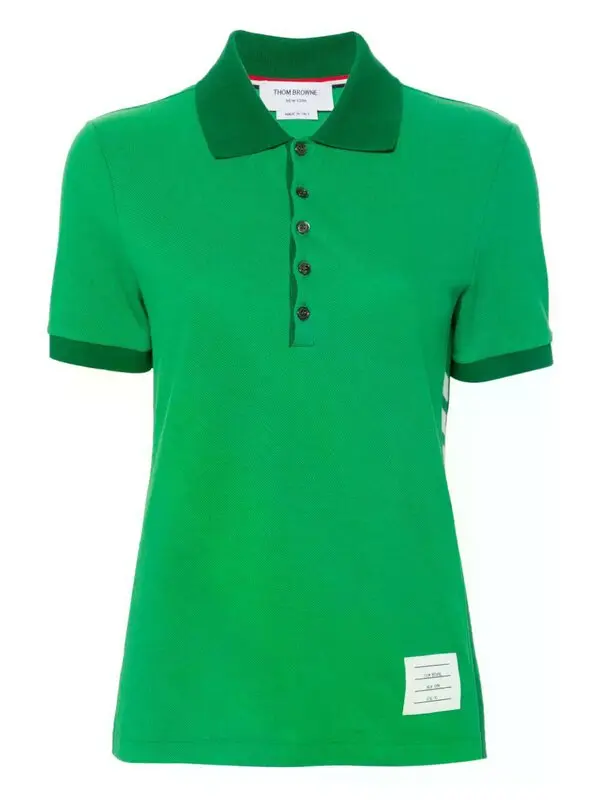 Thom Browne Striped Logo-patch Polo Shirt - Green