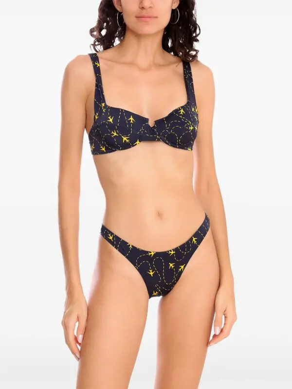 BRIGITTE Plane-print Bikini Set - Blue