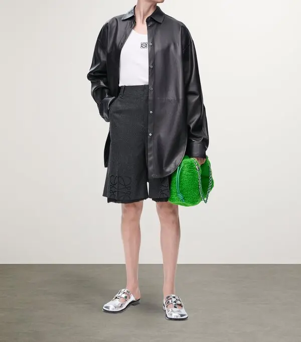 Loewe Wool-Cashmere Anagram Shorts - Black | Editorialist