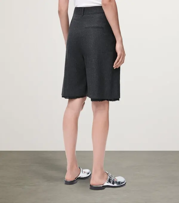 Loewe Wool-Cashmere Anagram Shorts - Black | Editorialist