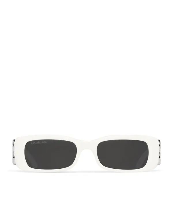 Balenciaga Dynasty Rectangle Sunglasses White Editorialist