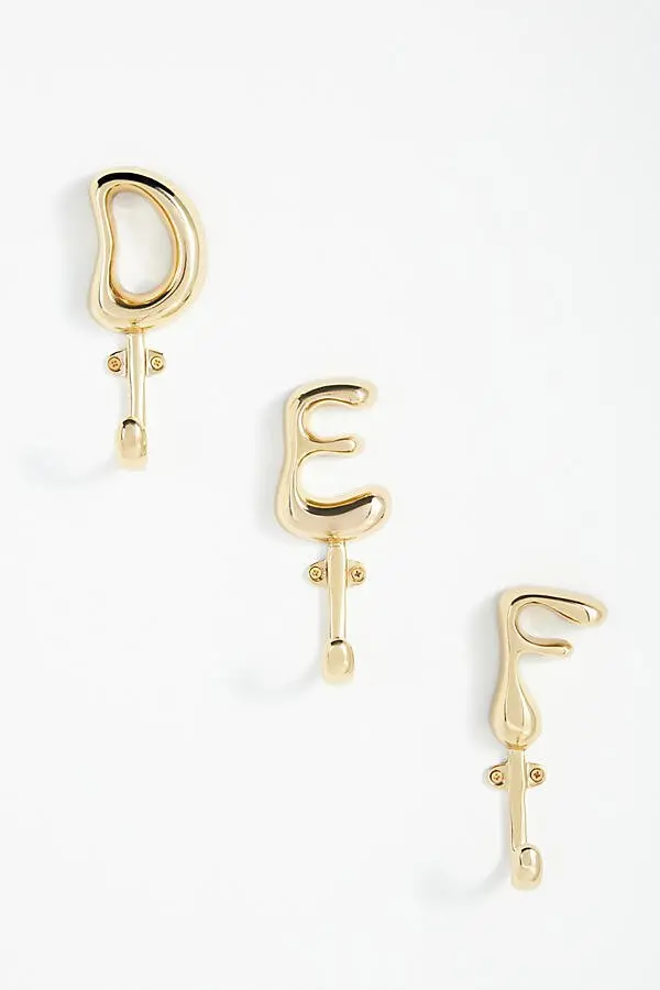 Anthropologie Bubble Letter Monogram Hook - Bronze