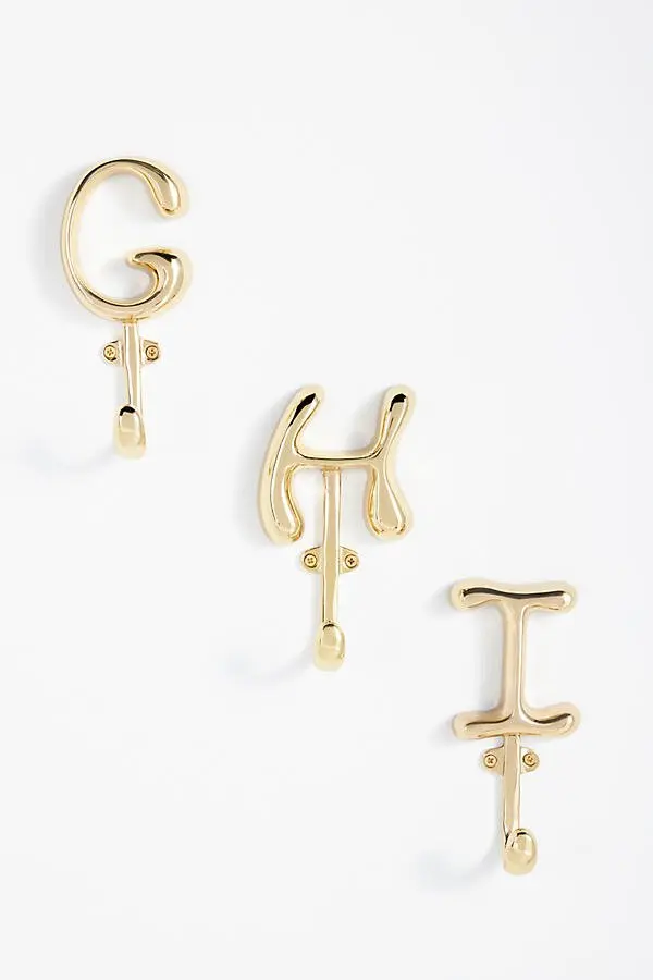 Anthropologie Bubble Letter Monogram Hook - Bronze