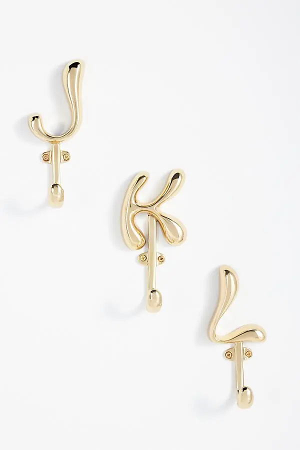 Anthropologie Bubble Letter Monogram Hook - Bronze