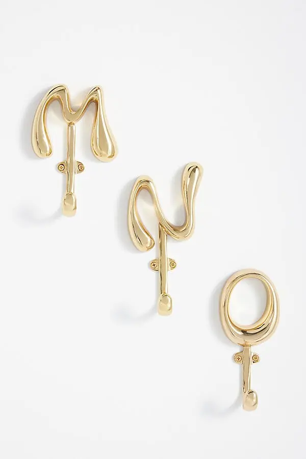 Anthropologie Bubble Letter Monogram Hook - Bronze