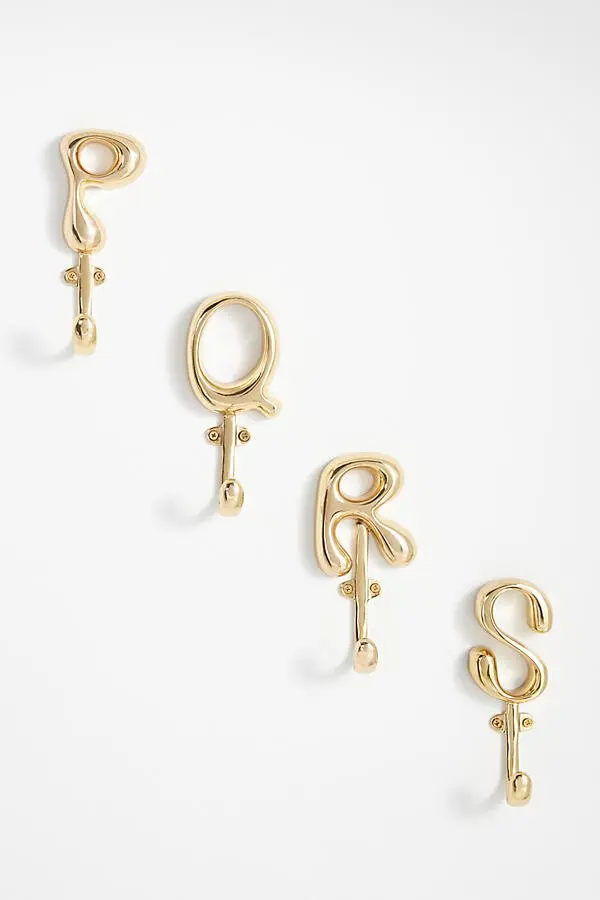 Anthropologie Bubble Letter Monogram Hook - Bronze