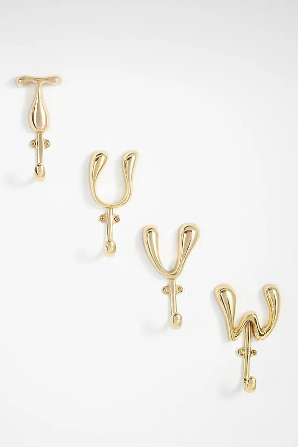 Anthropologie Bubble Letter Monogram Hook - Bronze