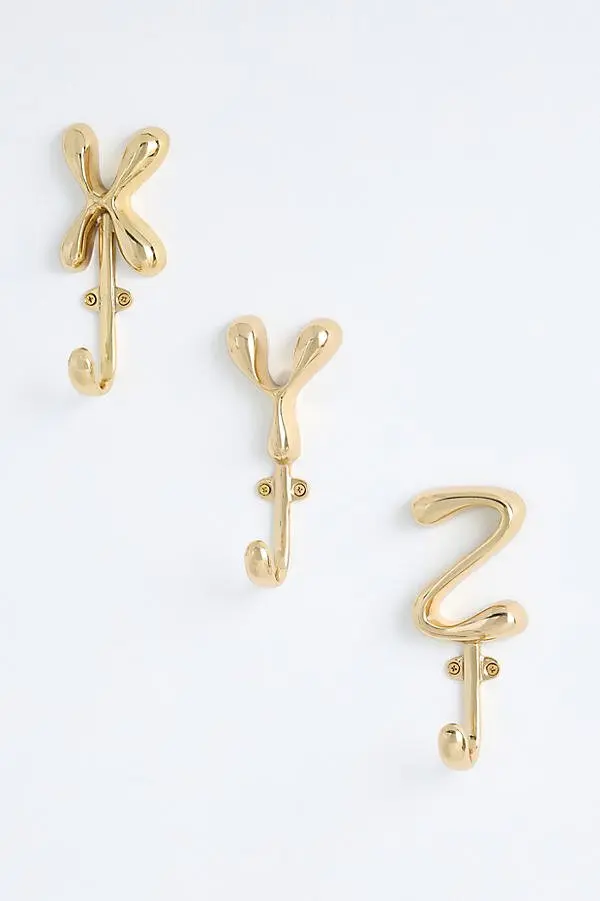 Anthropologie Bubble Letter Monogram Hook - Bronze