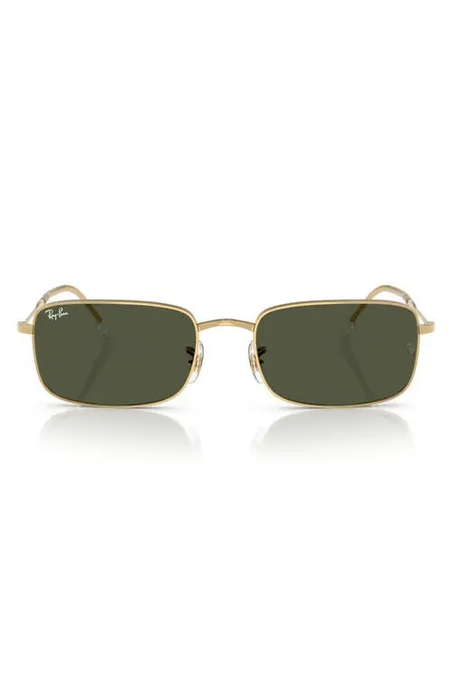 Ray-ban 56mm Rectangular Sunglasses - Gold Flash
